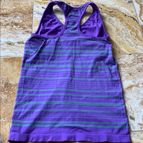 Athleta | Tops | Athleta Striped Racerback Tank Purple Slate Blue ...